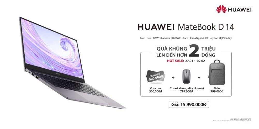 HUAWEI MateBook D 14 chính thức ra mắt, giá 15,990,000 đồng | migovi